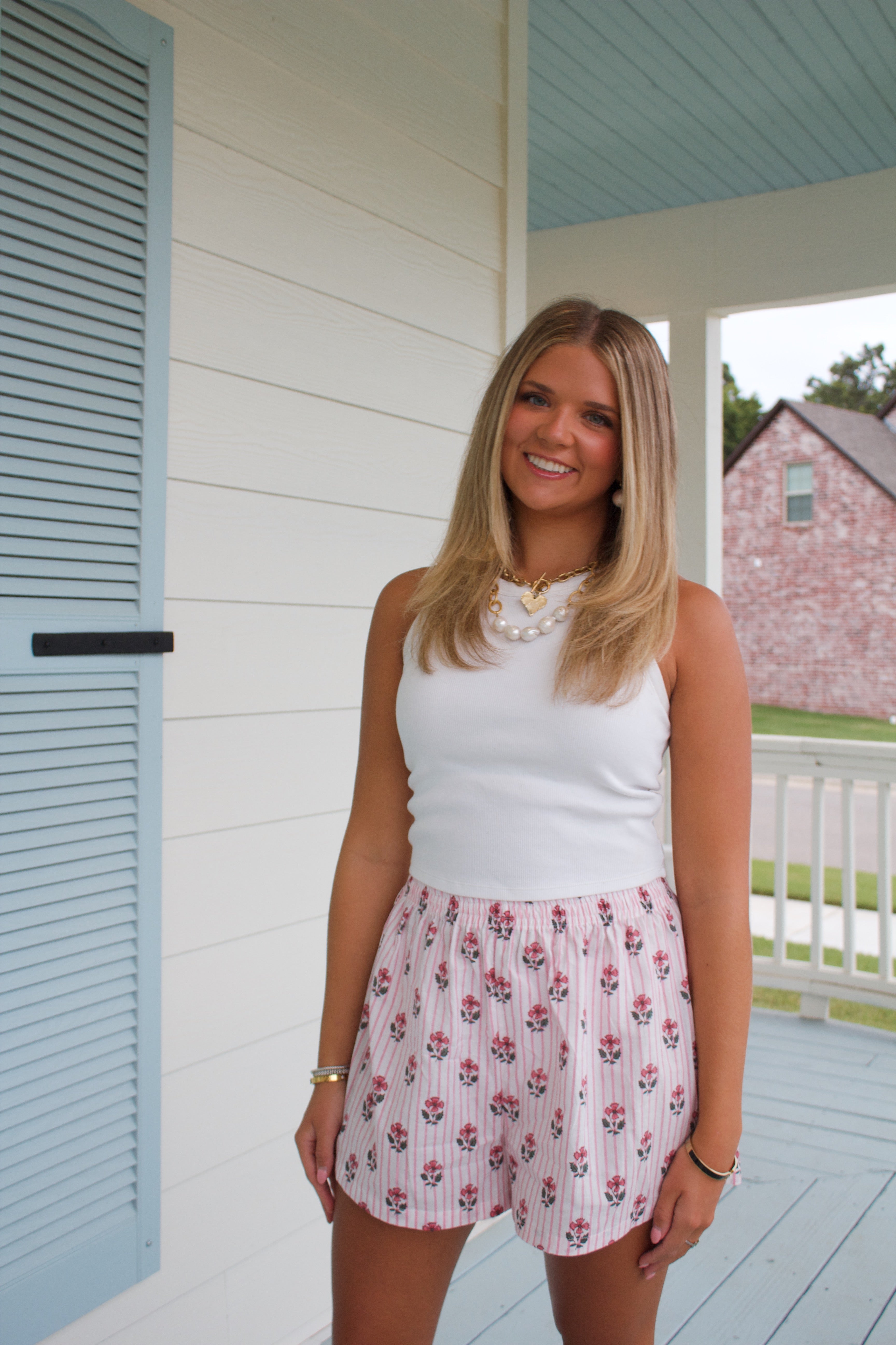 Kinley Pink Striped Block Print Boxer Shorts – Love Madly