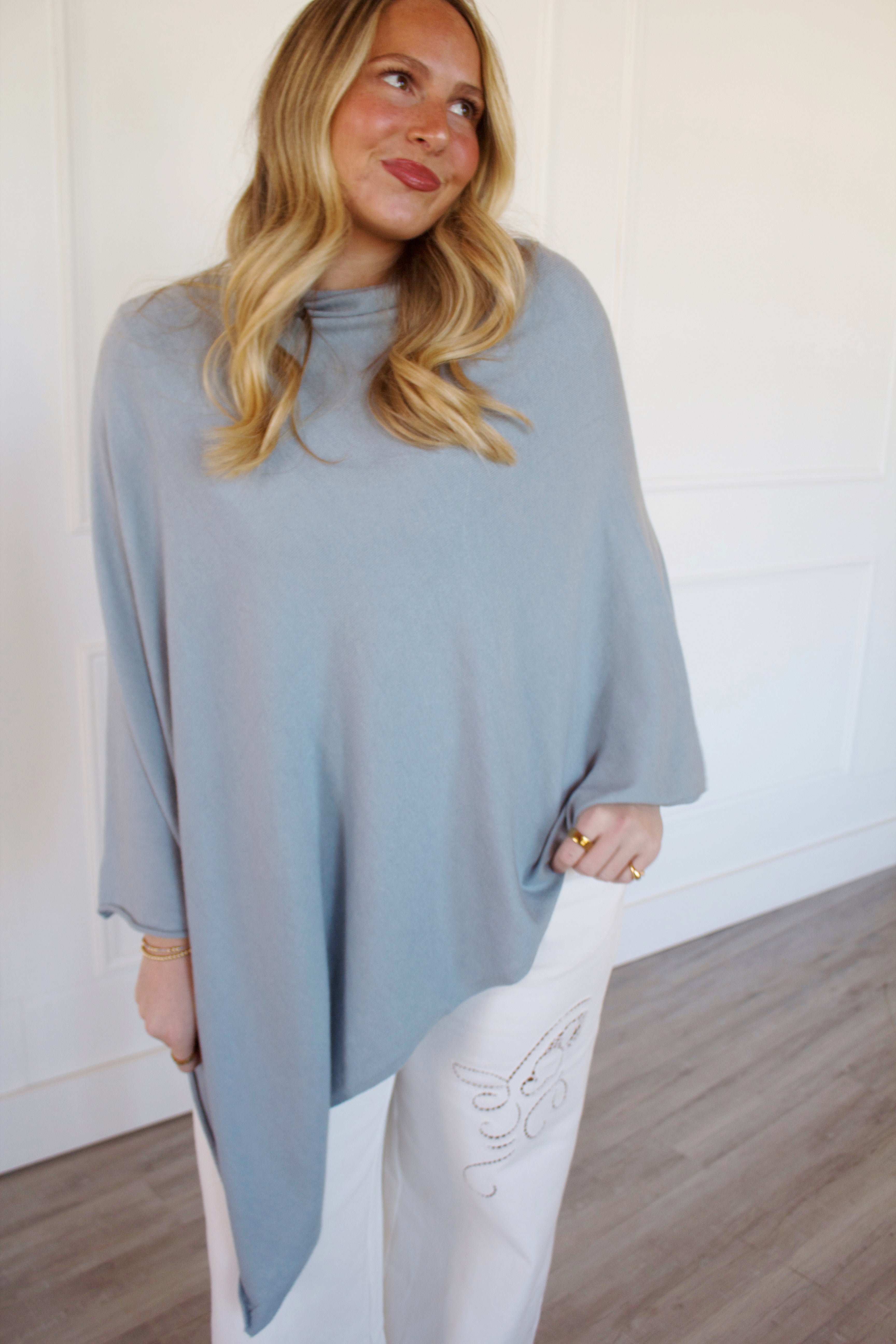 Oversized Poncho - Baby Blue (one size) – Love Madly